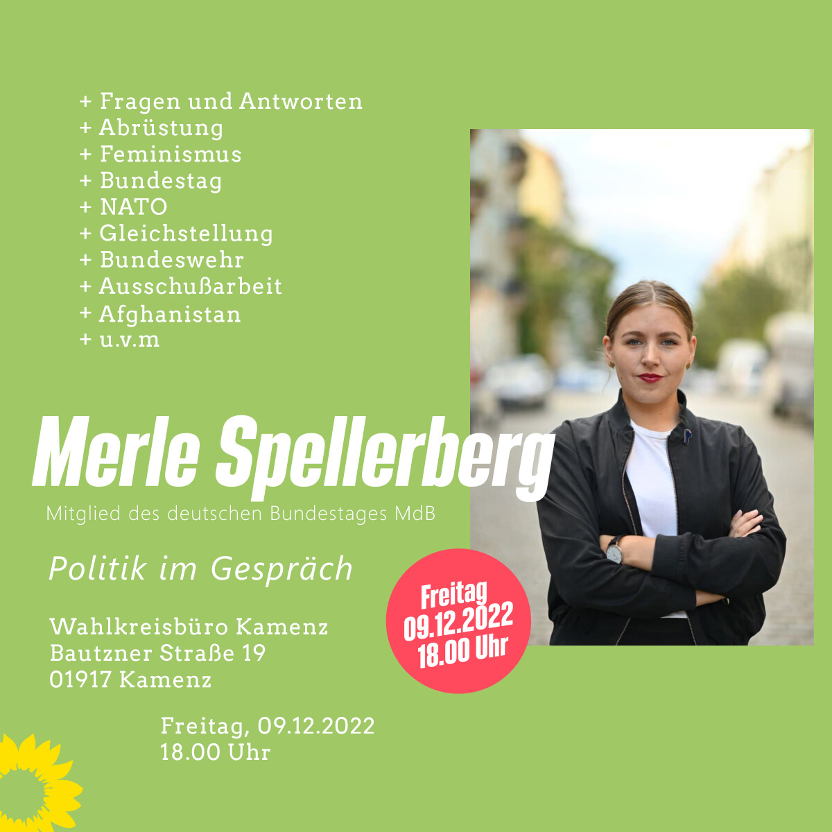 Einladung! "Politik im Gespräch" Merle Spellerberg MdB: 09.12.2022 in ...